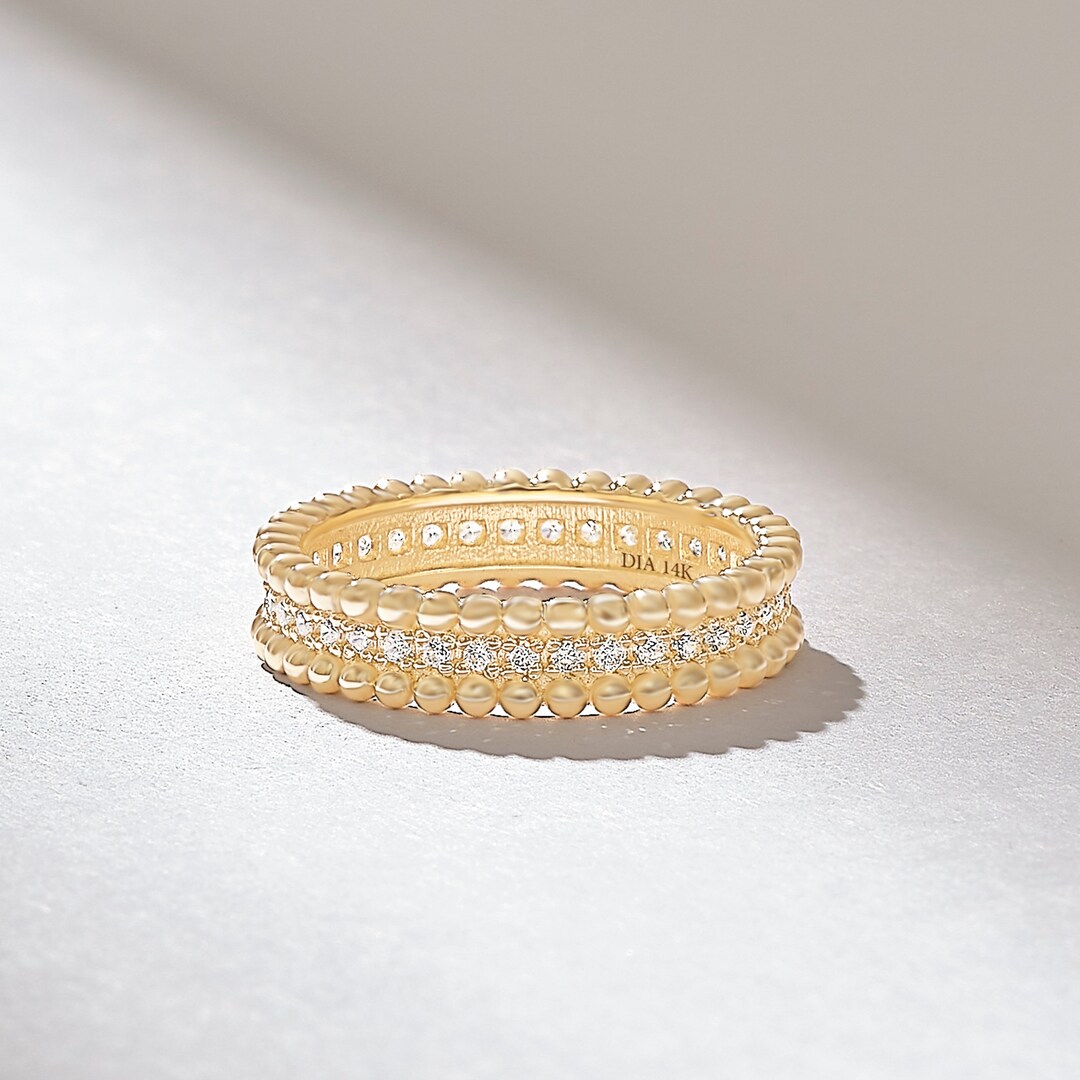 Lab Diamond Eternity Ring, 14k Solid Gold 4mm Pavé Wedding Band for ...