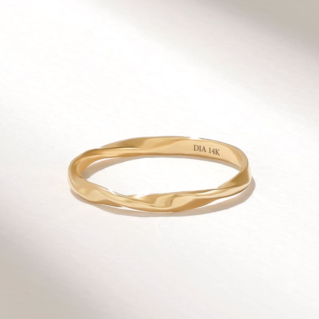 Gold Wedding Band Women, Twist Marriage Ring, Solid Gold Wedding Ring ...
