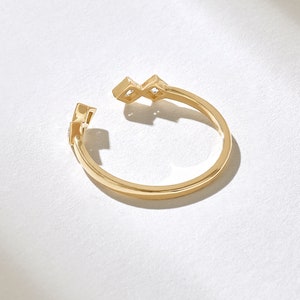 Diamond Open Bezel Squares Ring 14k 18k 10k Solid Gold Stacking Ring ...