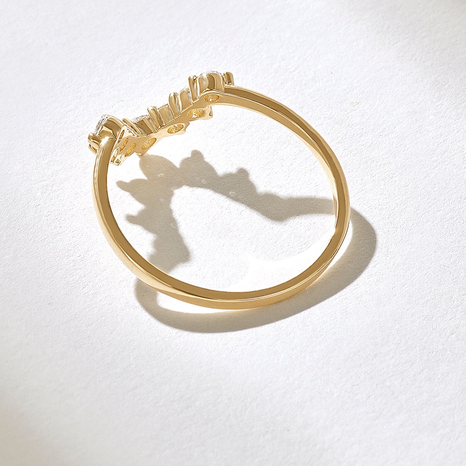 Pave Diamond Nesting Ring 14k 18k 10k Solid Gold Curved - Etsy