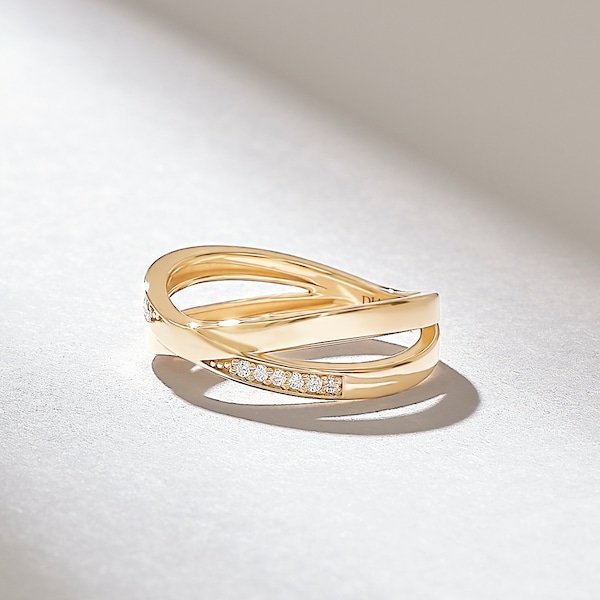 Double Crossover Diamond Ring - Etsy