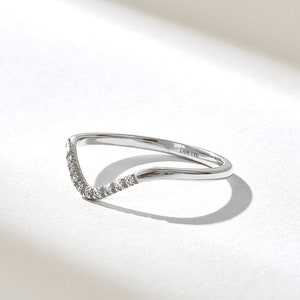 Pave Diamond Curve Ring 14k Solid Gold Stacking Ring Enhancer ...