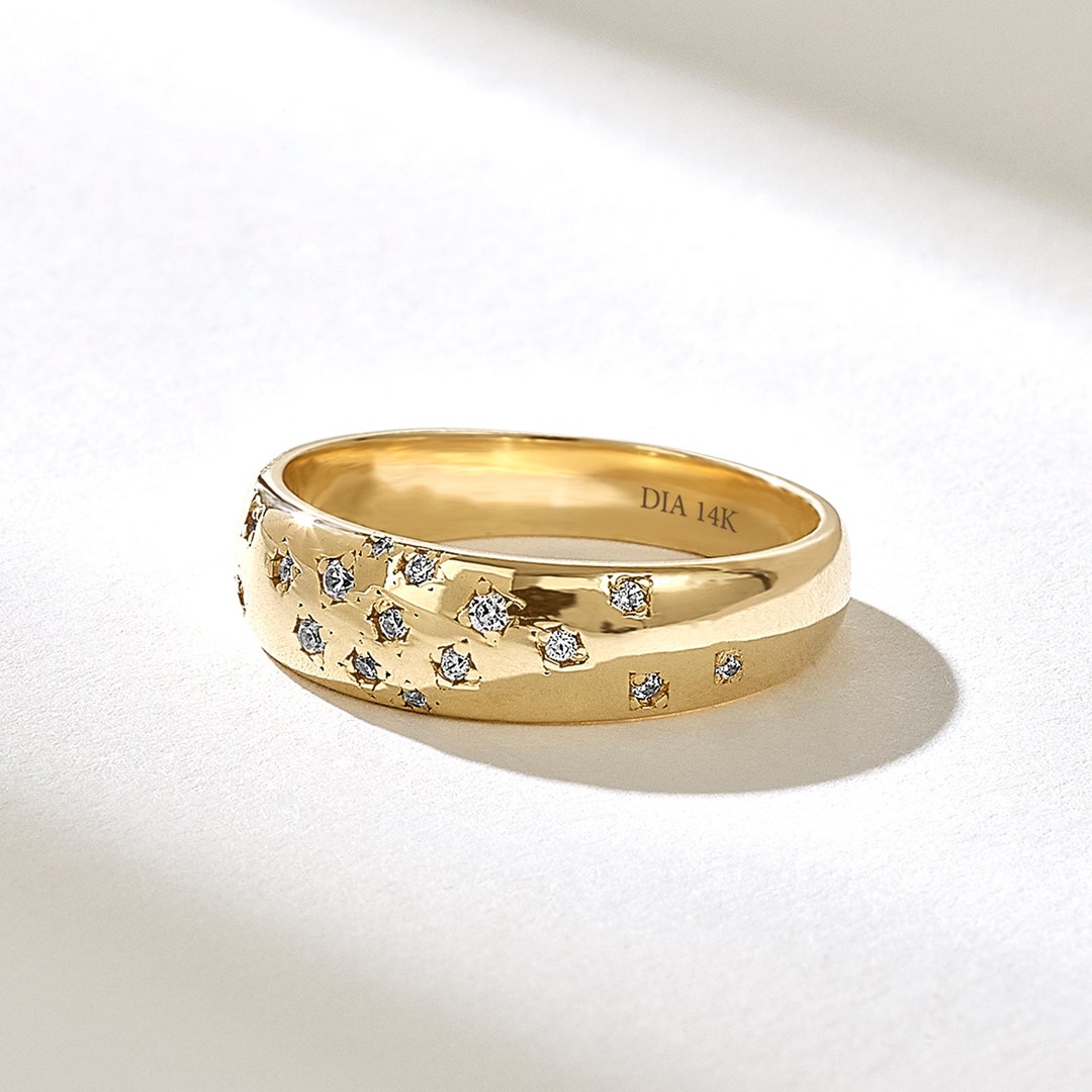 Diamond Minimalist Constellation Ring 14KT Dome Celestial - Etsy