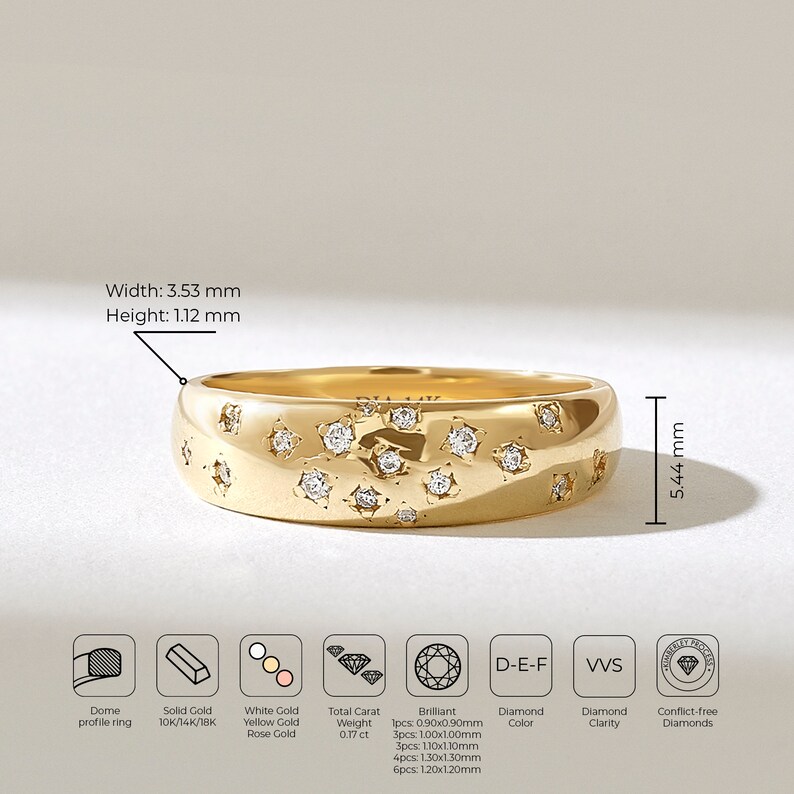 Diamond Minimalist Constellation Ring 14KT Dome Celestial - Etsy