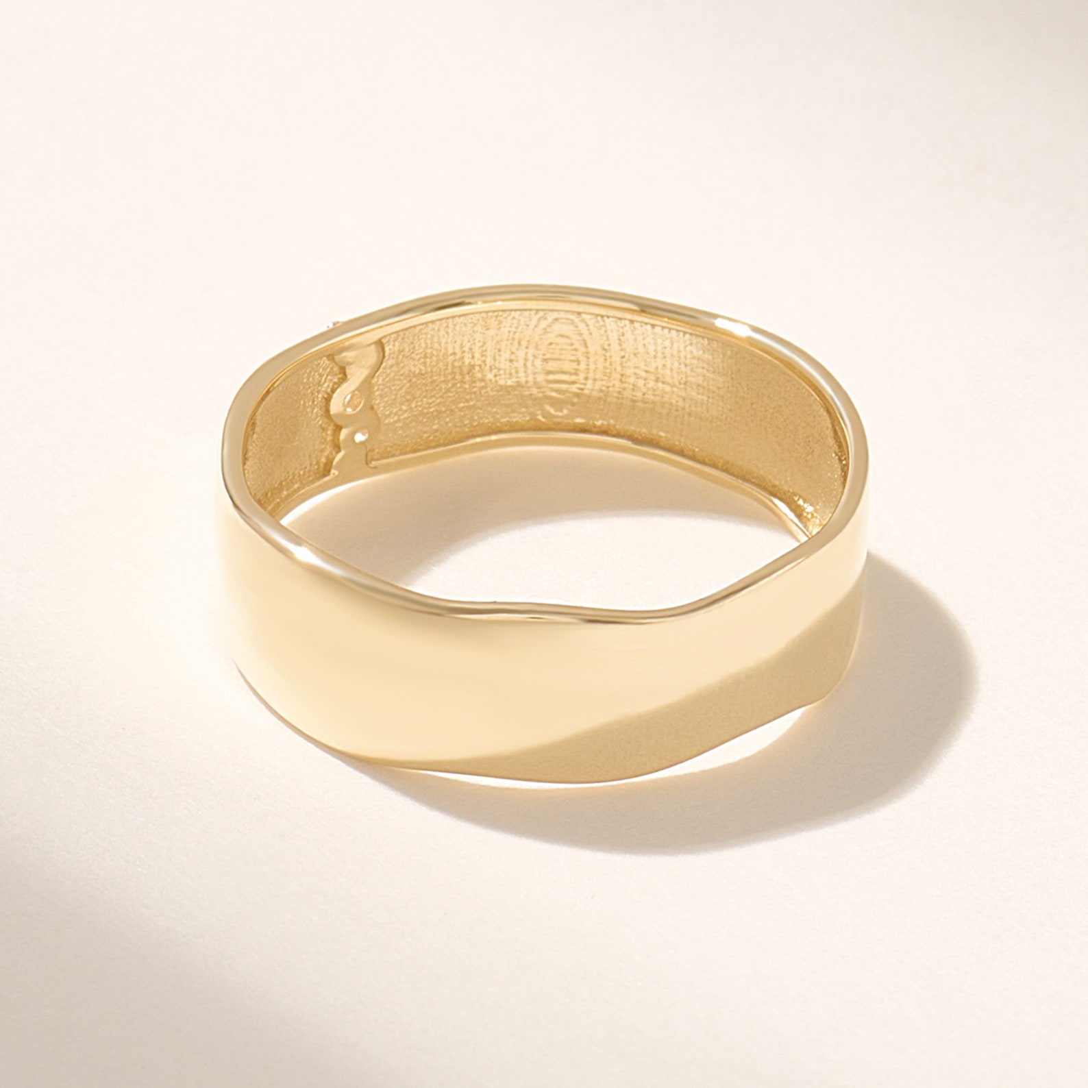 14k Gold Wavy Wedding Band, Solid Gold Line Pave Ring, Tiny Diamond ...