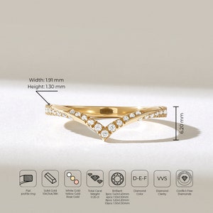 Twisted Pave Diamond Chevron Ring, 14k Solid Gold Wishbone Wedding Band ...