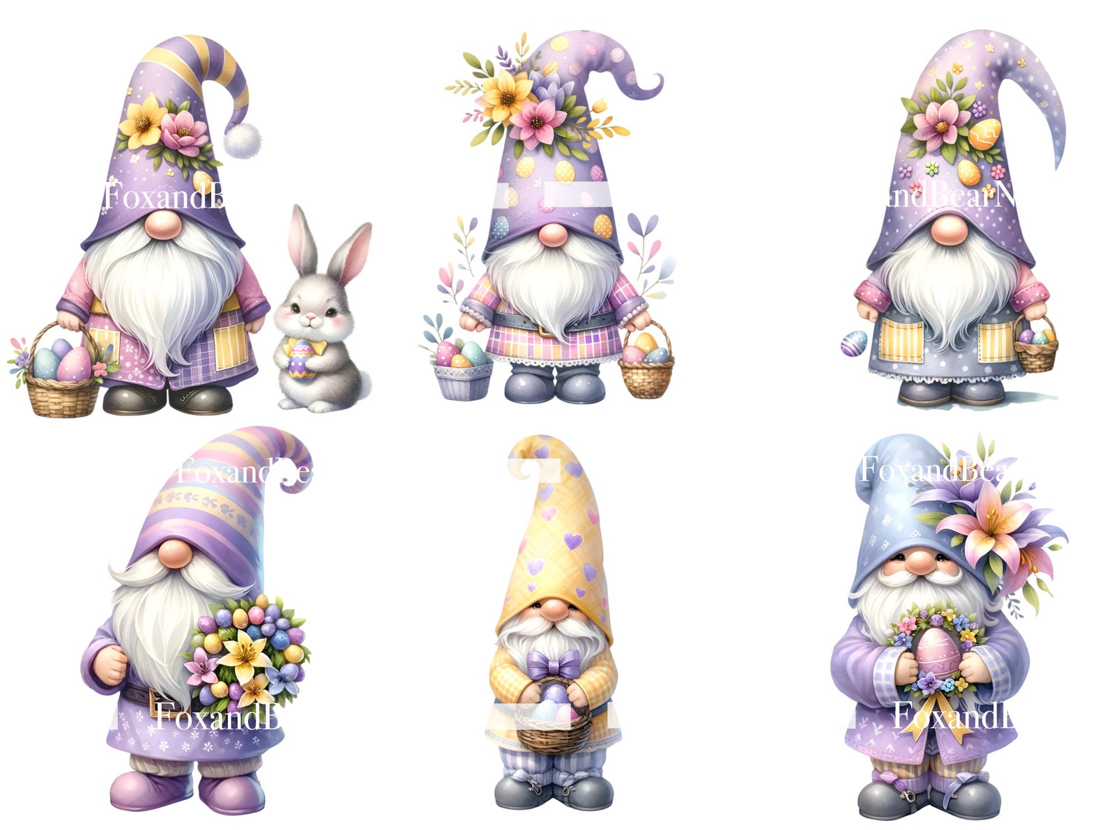 Watercolor Easter Gnomes Clipart PNG Gnome Clip Art Pastel Easter PNG ...