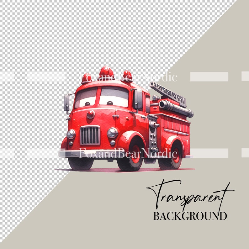 Watercolor Firetruck Clipart Firefighter PNG Fire Department PNG ...