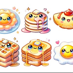 Kawaii Breakfast Clipart Food Clipart Cereal Brunch Egg Bacon Clipart ...