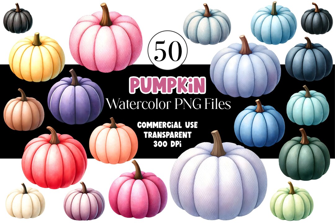 Watercolor Pastel Halloween Clipart Pumpkin PNG Pumpkin Clipart Pink ...