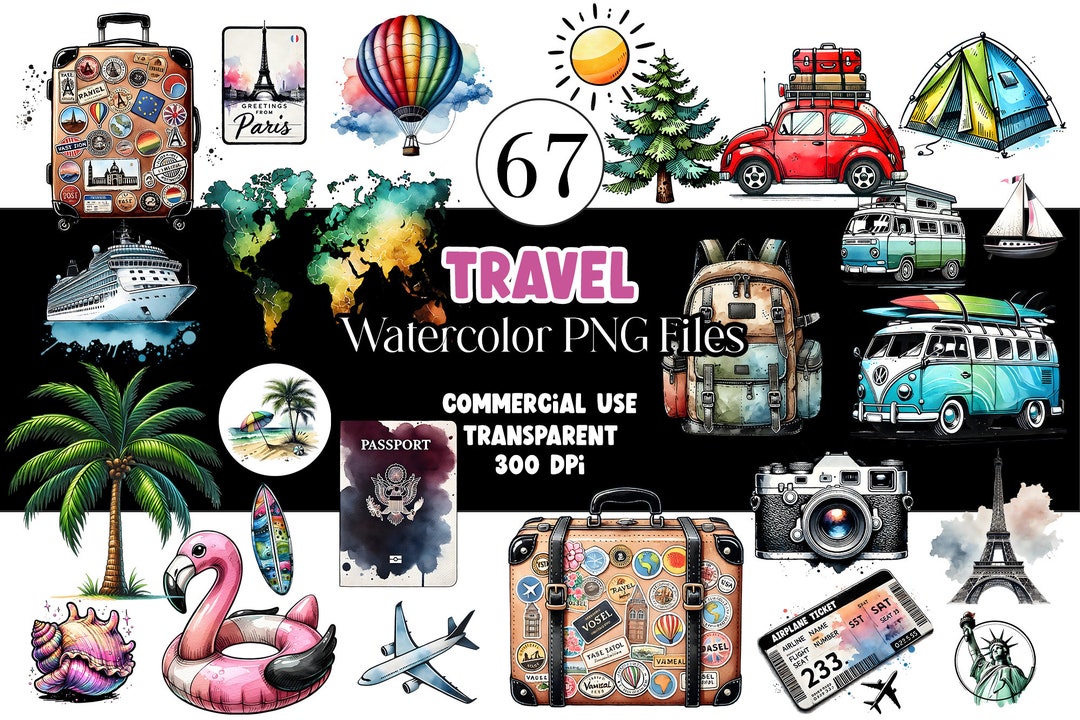 Travel Clipart Vacation PNG Summer Bucket List Clipart Beach PNG Travel ...