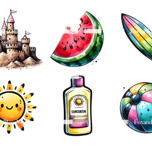 Summer Beach Clipart Watercolor Ice Cream Clipart Summer Clipart Ice ...