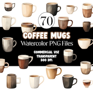 Coffee Mug PNG Watercolor Clipart Coffee PNG Commercial Use Watercolor ...