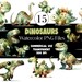 Watercolor Dinosaurs Clipart for Kids Cute Dinosaur Birthday PNG ...
