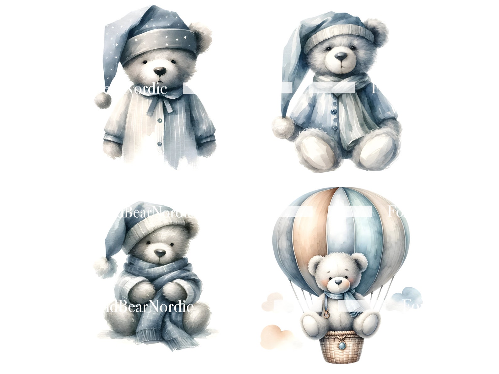 Watercolor Teddy Bear Clipart Cute Teddy Bear Clip Art Teddy - Etsy
