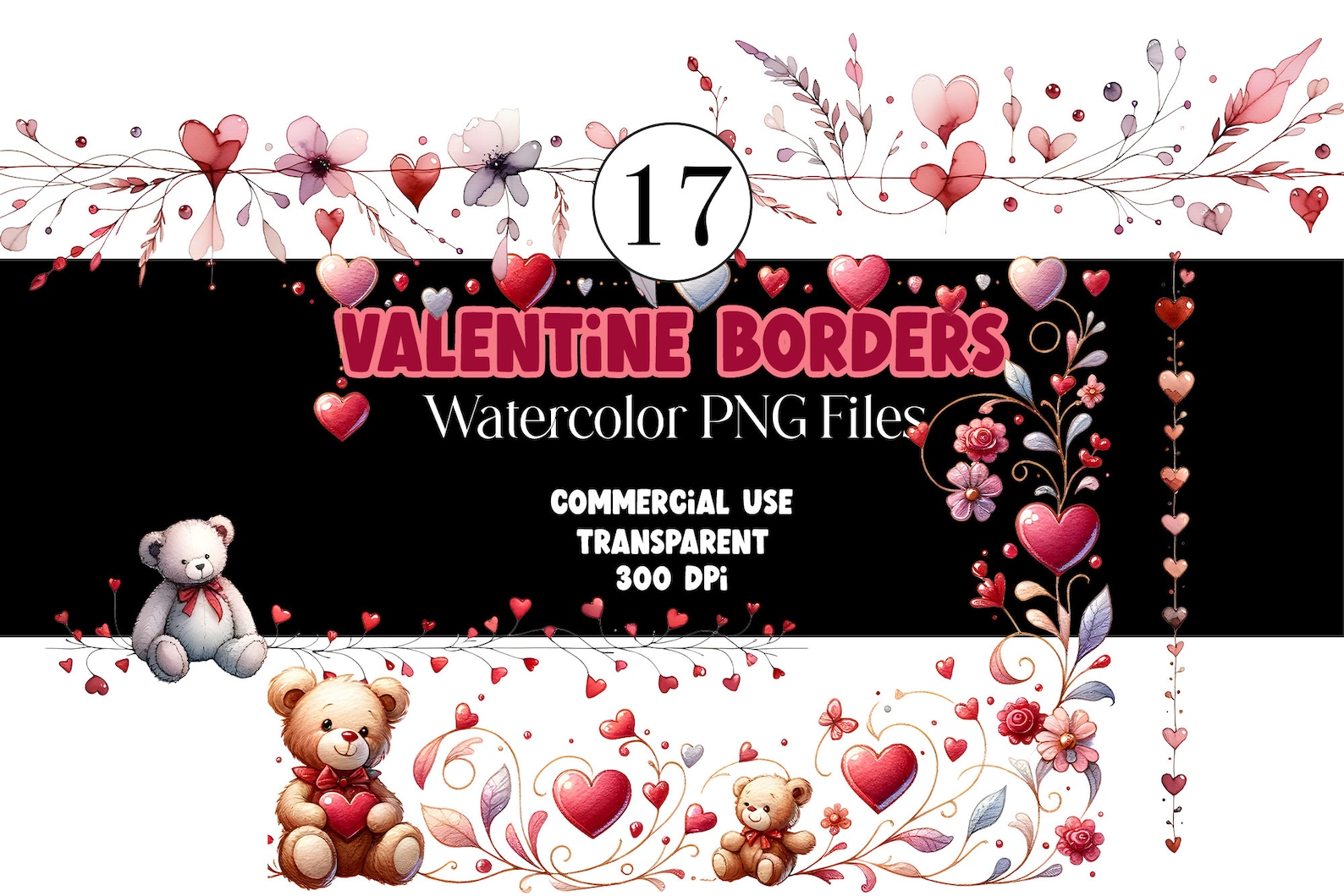 Valentine Border Watercolor Border Clipart Valentine Graphics ...