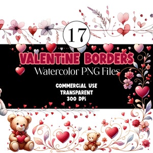 Valentine Border Watercolor Border Clipart Valentine Graphics ...