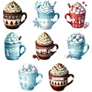 Cozy Drinks Clipart Hot Cocoa Cozy Christmas Coffee Mug PNG Watercolor ...