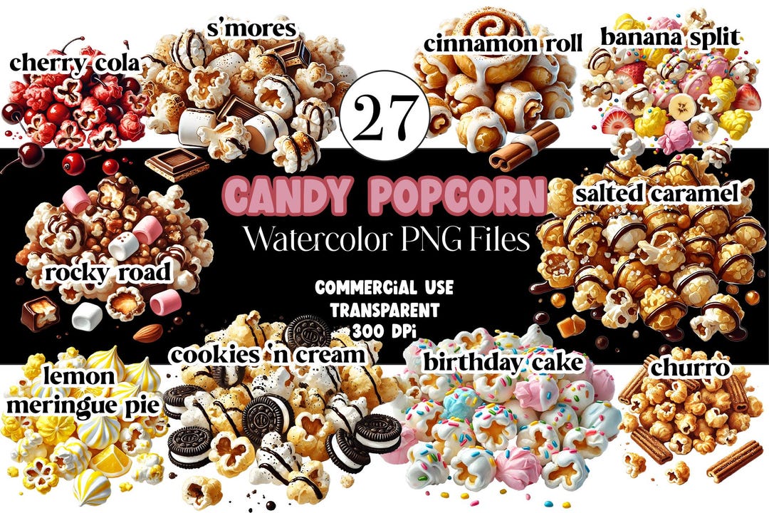 Candy Popcorn Clipart Caramel Chocolate Cotton Candy Smores Churro ...