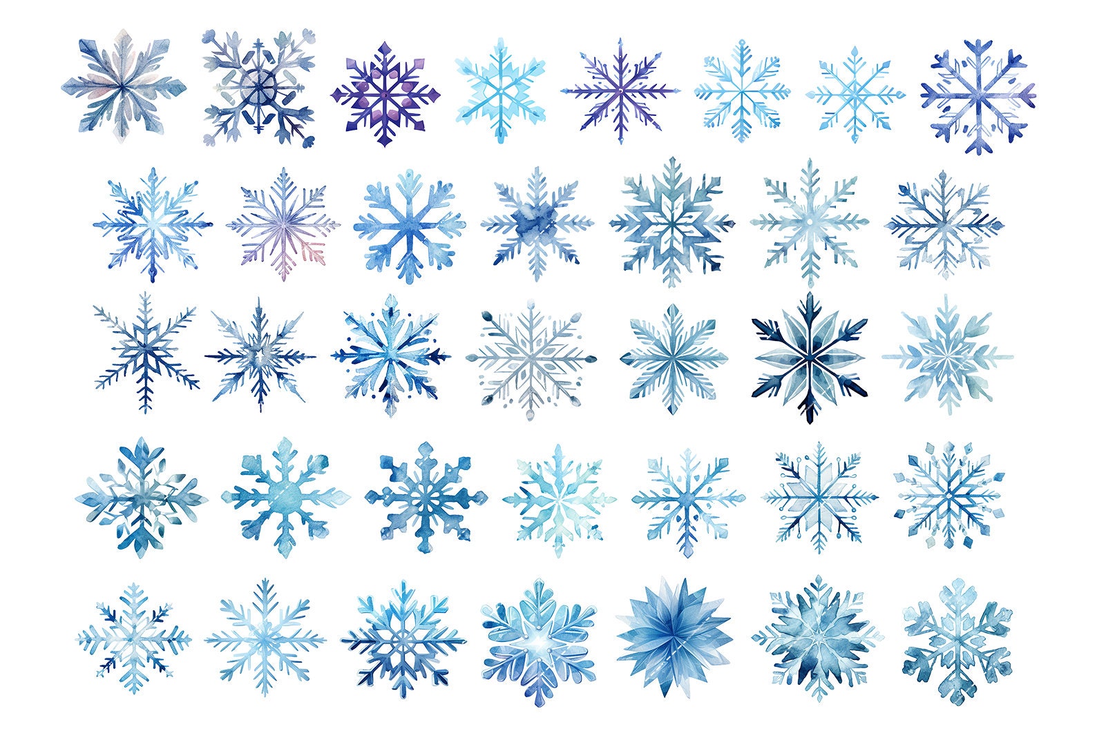 Snowflake PNG Watercolor Clipart Winter PNG Commercial Use Watercolor ...