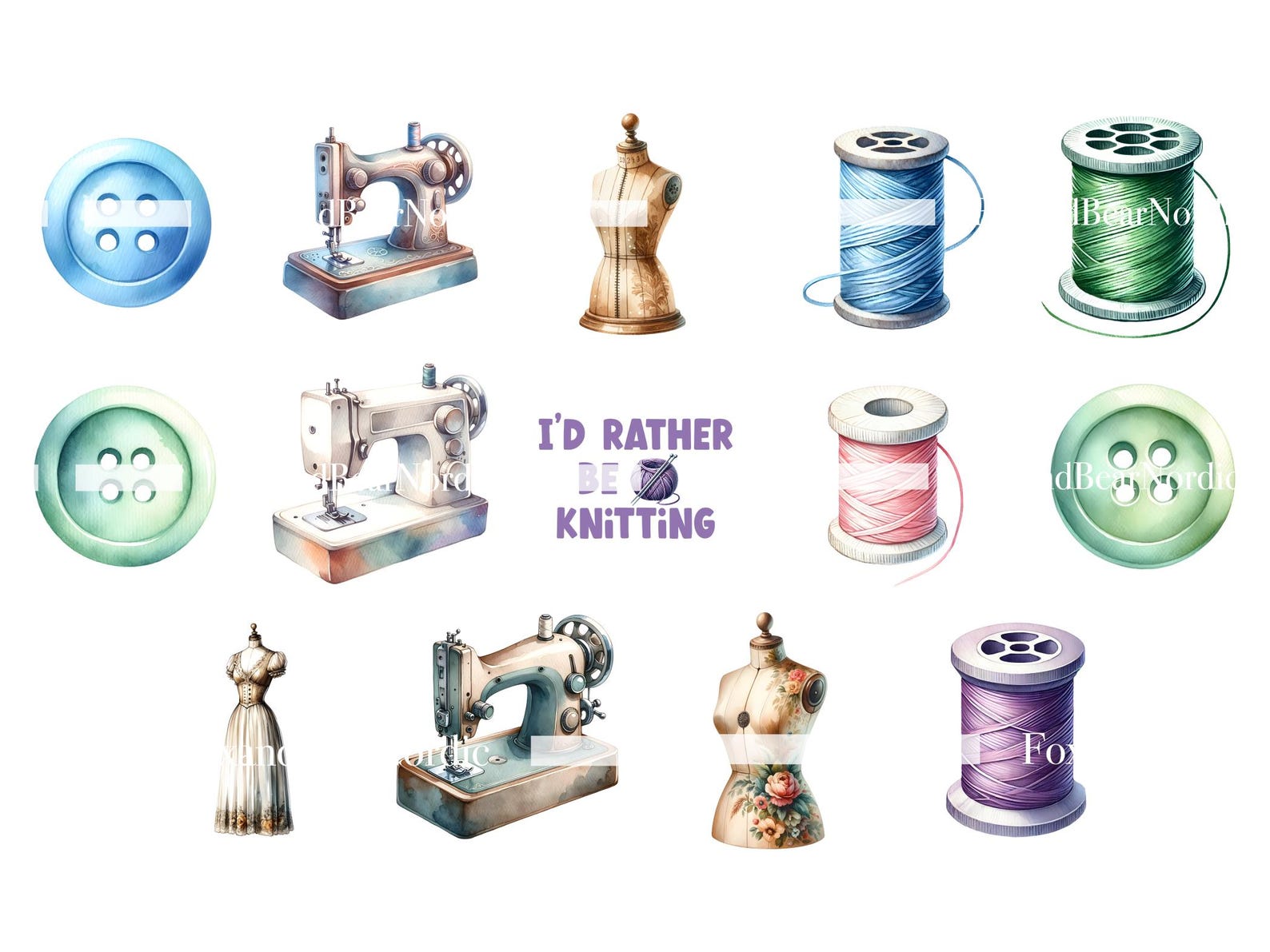 Watercolor Crochet Clipart Button Clipart Sewing Clipart Crochet PNG ...