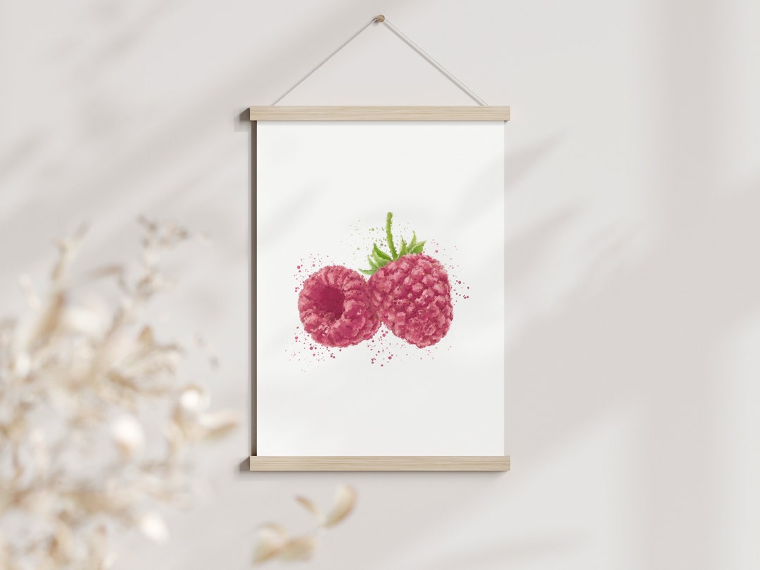 Raspberry Kitchen Wall Art Illustration Botanical Wall Art Raspberries ...