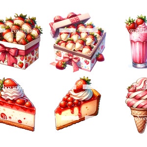 Watercolor Strawberry Clipart Summer Clipart Food Ice Cream Clipart ...