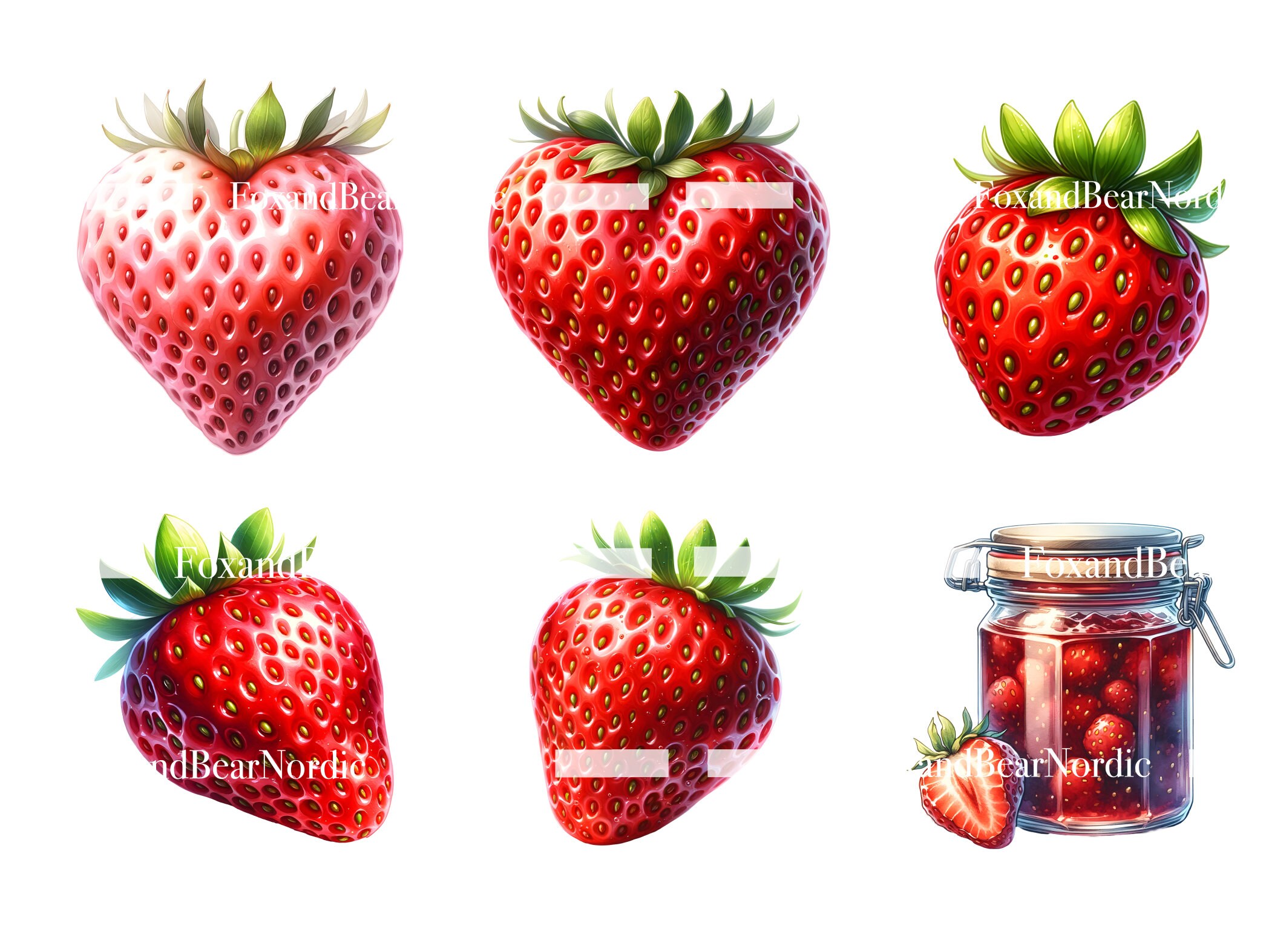 Watercolor Strawberry Clipart Food Ice Cream Clipart Summer Clipart Ice ...