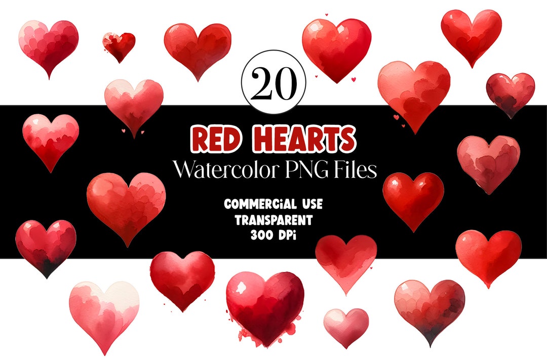 Watercolor Heart Clipart Heart PNG Valentines PNG Watercolor Clipart ...