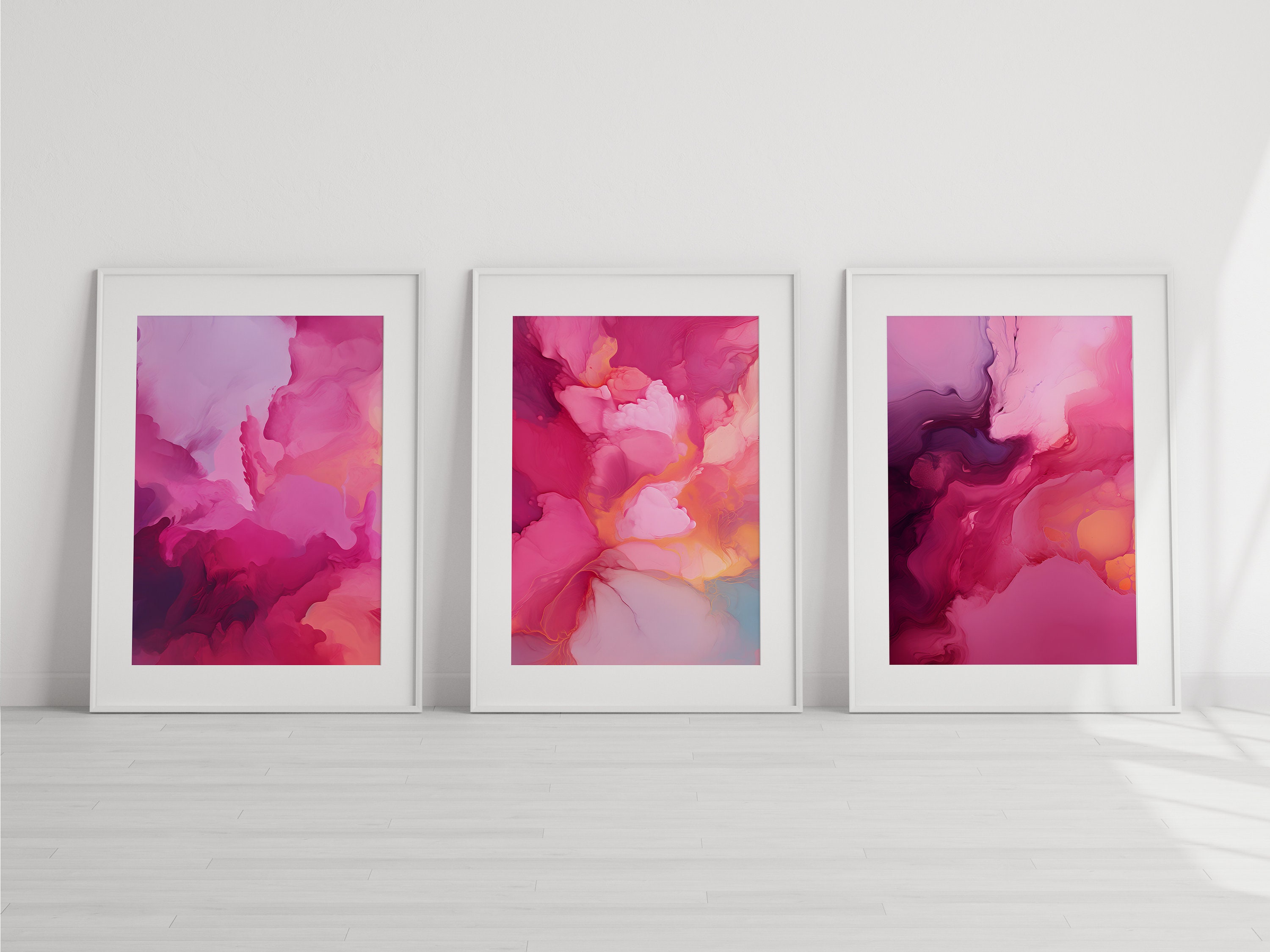 Hot Pink Wall Art Pink Aesthetic Abstract Wall Art Living Room - Etsy