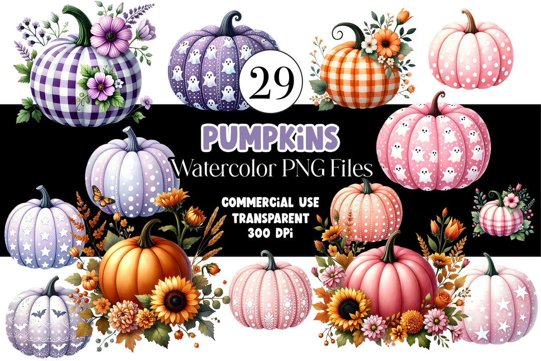 Pastel Halloween Clipart Plaid Pumpkin PNG Pumpkin Clipart Pink ...