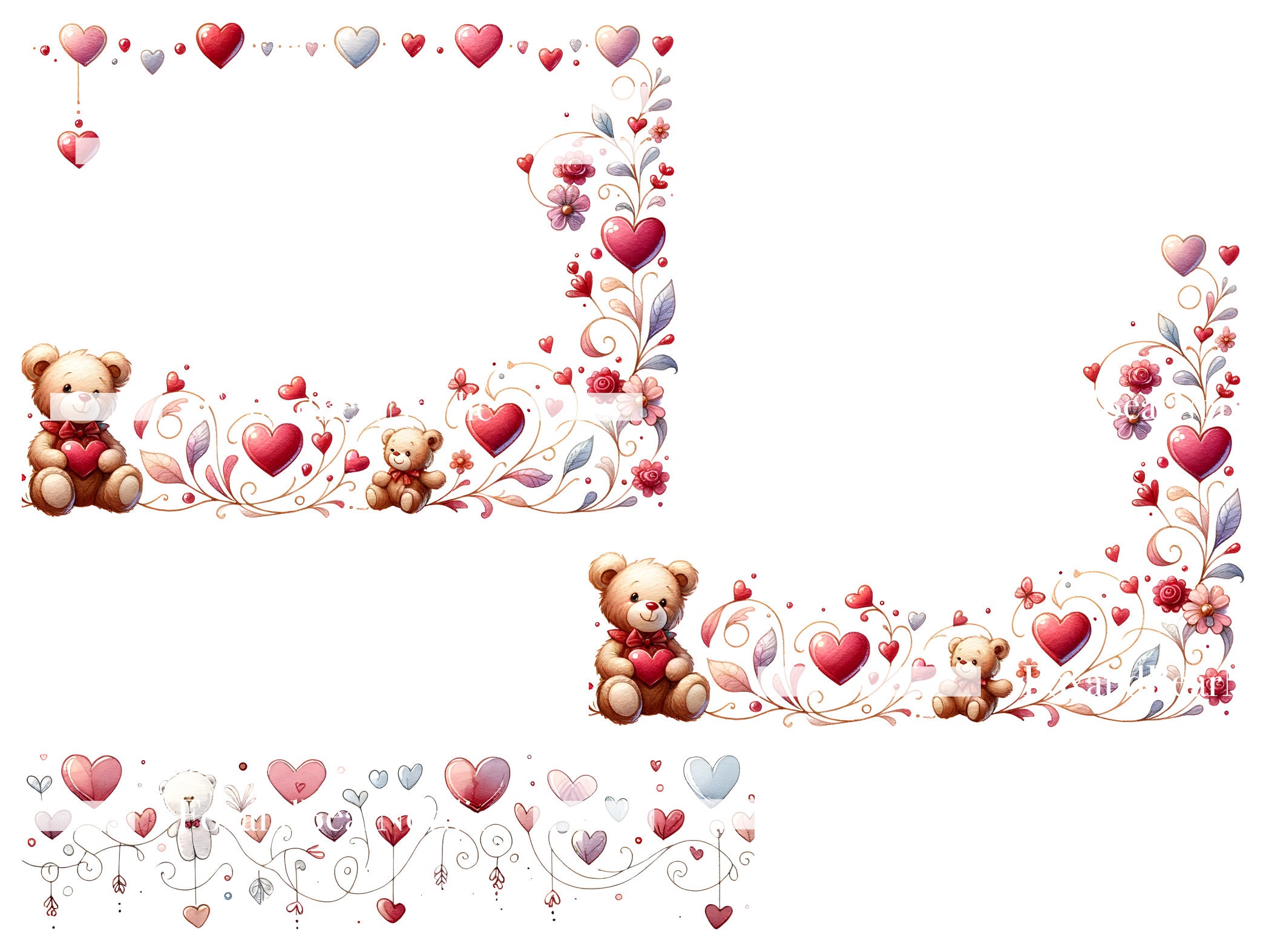 Valentine Border Watercolor Border Clipart Valentine Graphics ...