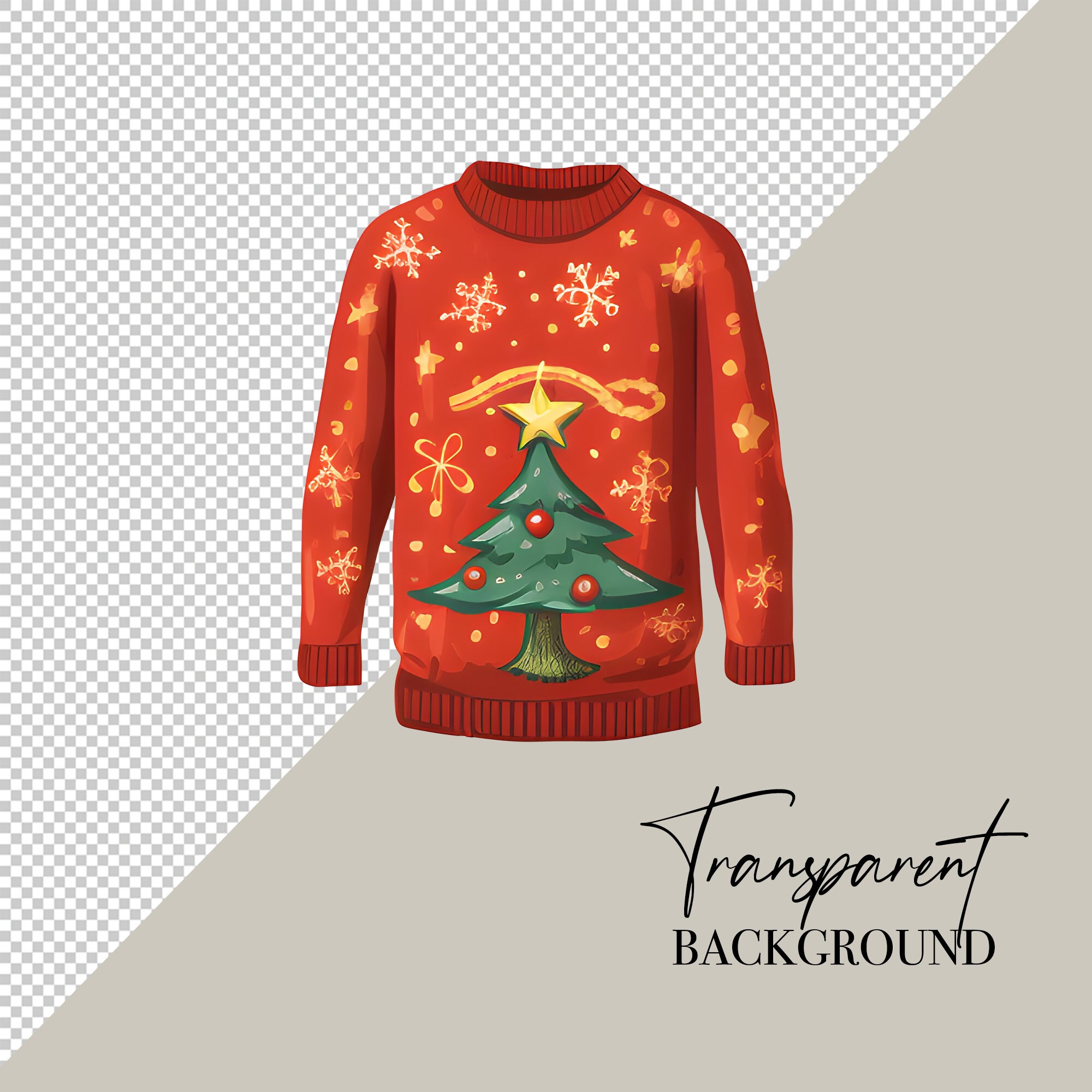 Ugly Christmas Sweater Invitation PNG Watercolor Clipart Christmas PNG ...