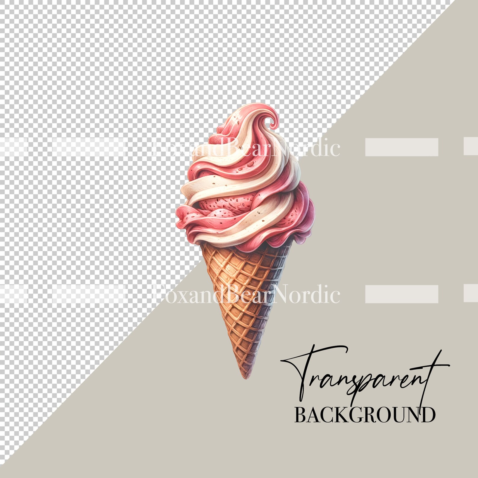 Watercolor Strawberry Clipart Food Ice Cream Clipart Summer Clipart Ice ...