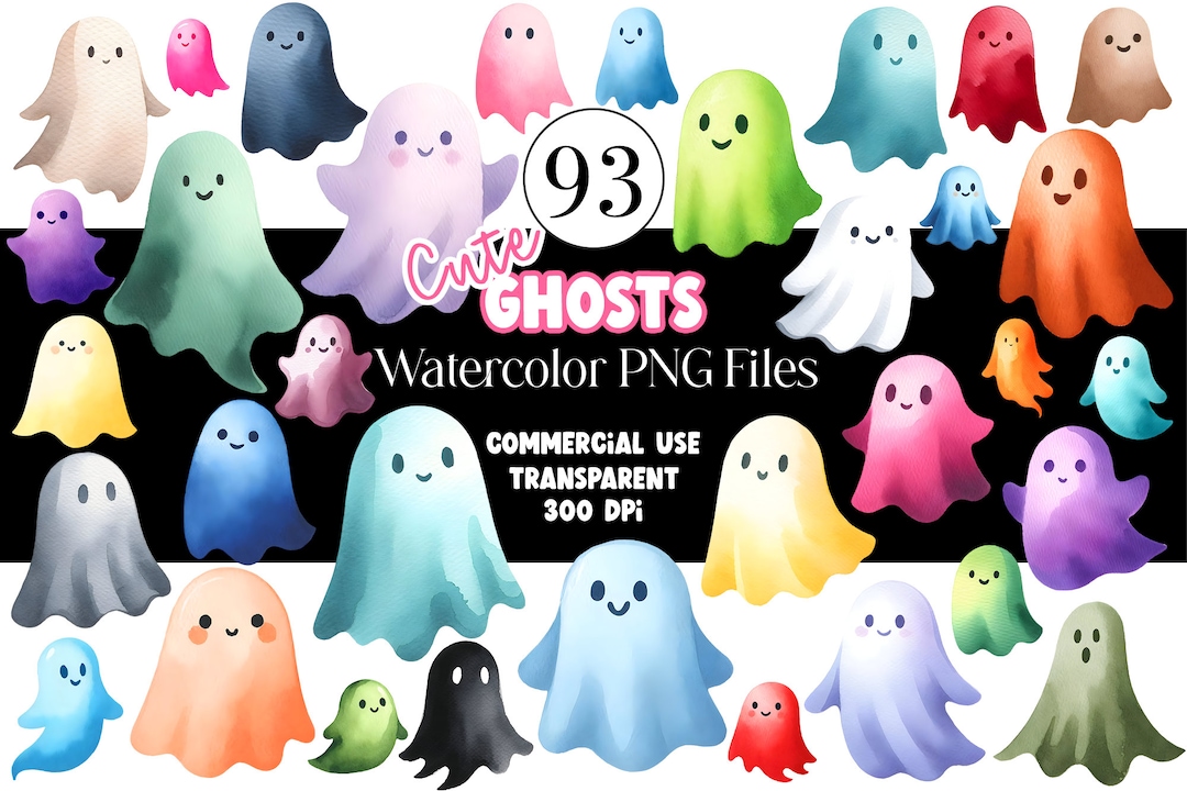 Watercolor Cute Ghost PNG Pastel Halloween Clipart Ghost Pink Ghost PNG ...