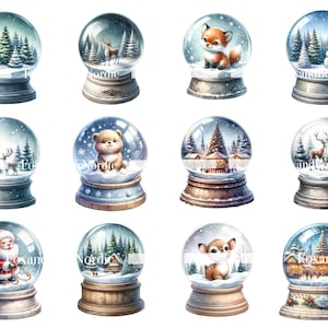 Christmas Snowglobe Clipart Watercolor Christmas Clipart PNG Reindeer ...