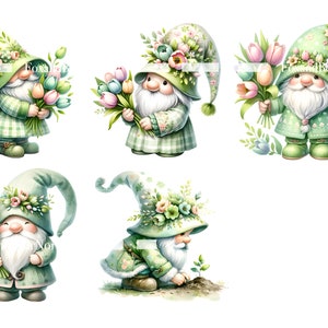 Watercolor Spring Gnome Clipart Pastel Gnome PNG Garden Gnome Clip Art ...