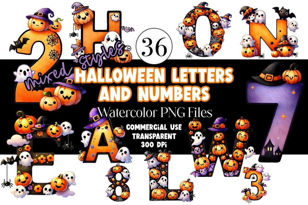 Halloween Font Doodle Letters PNG Halloween Alphabet Halloween Letter ...