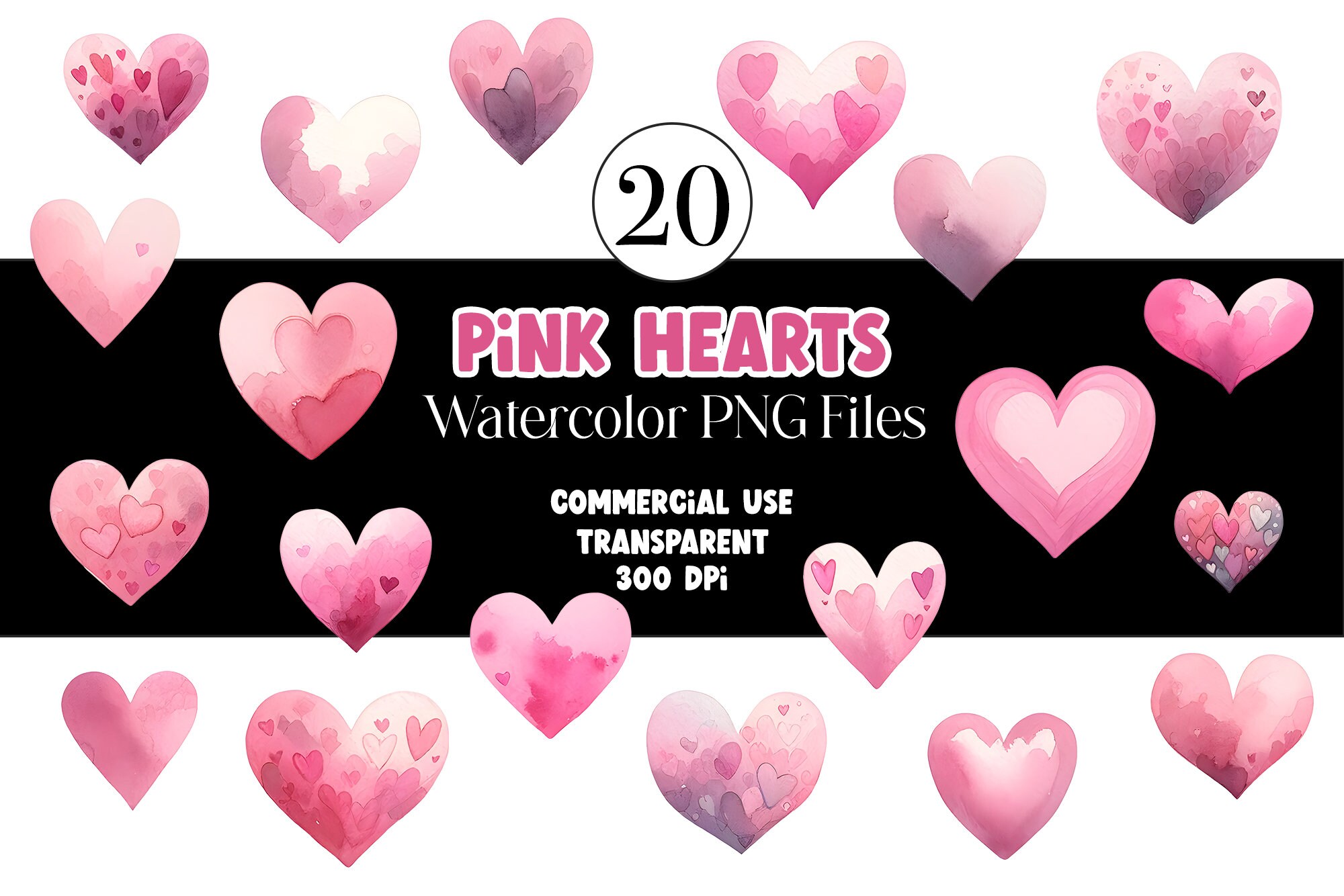 Watercolor Heart Clipart Heart PNG Valentines PNG Watercolor Clipart ...