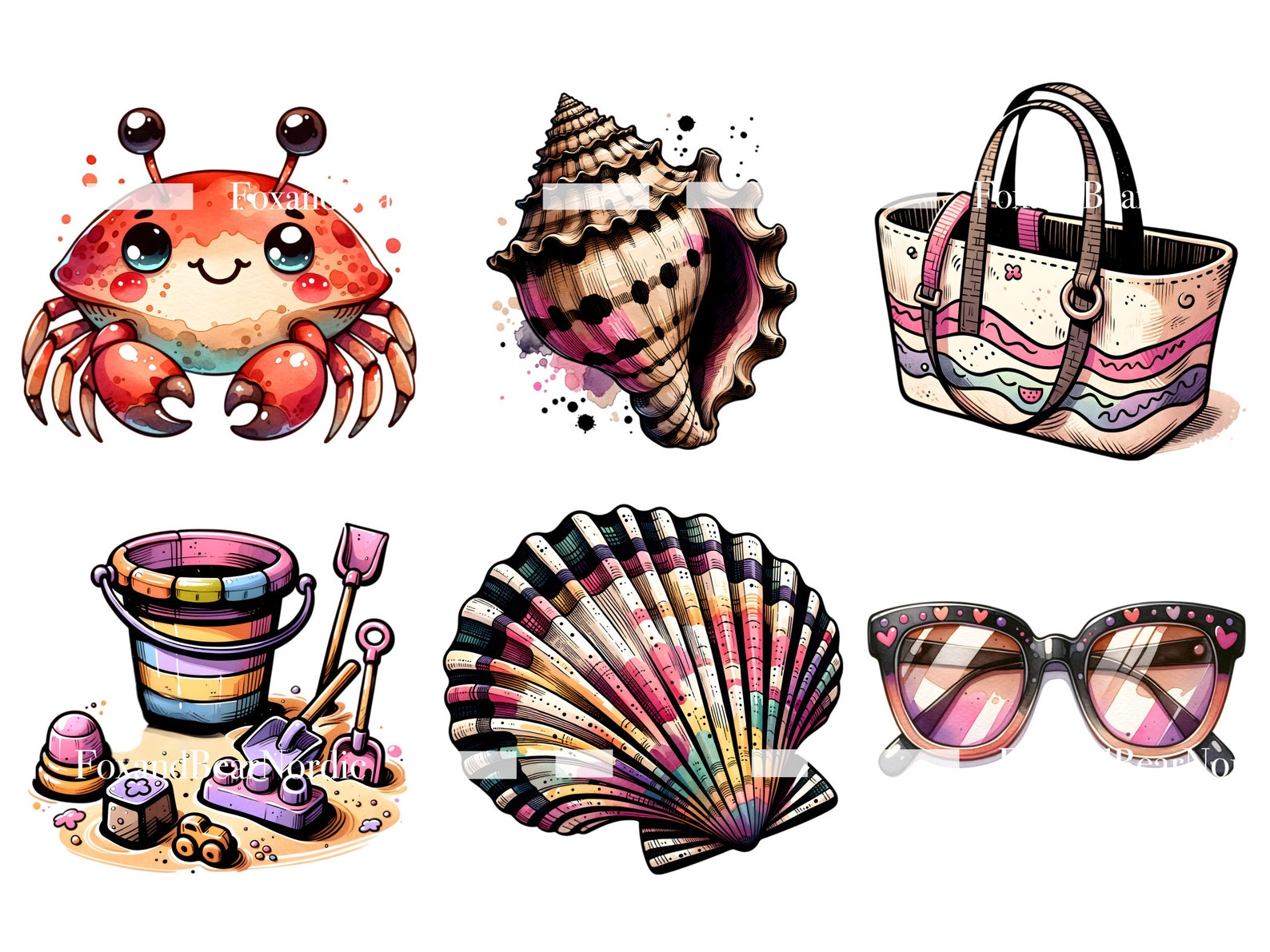 Summer Beach Clipart Watercolor Ice Cream Clipart Summer Clipart Ice ...
