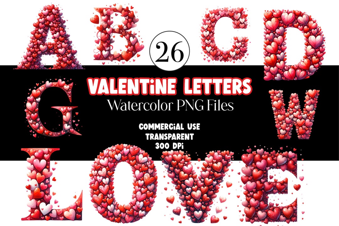 Valentine Alphabet PNG Valentines Day PNG Valentine Clipart Letters ...