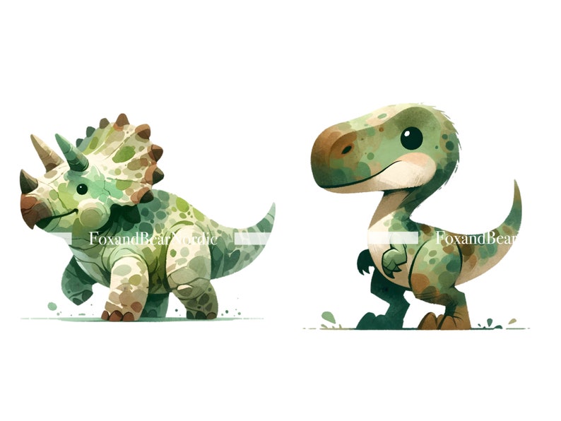 Watercolor Dinosaurs Clipart for Kids Cute Dinosaur Birthday PNG ...