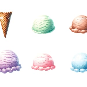 Watercolor Ice Cream Clipart Summer Clipart Truck Ice Cream Scoop Ice ...