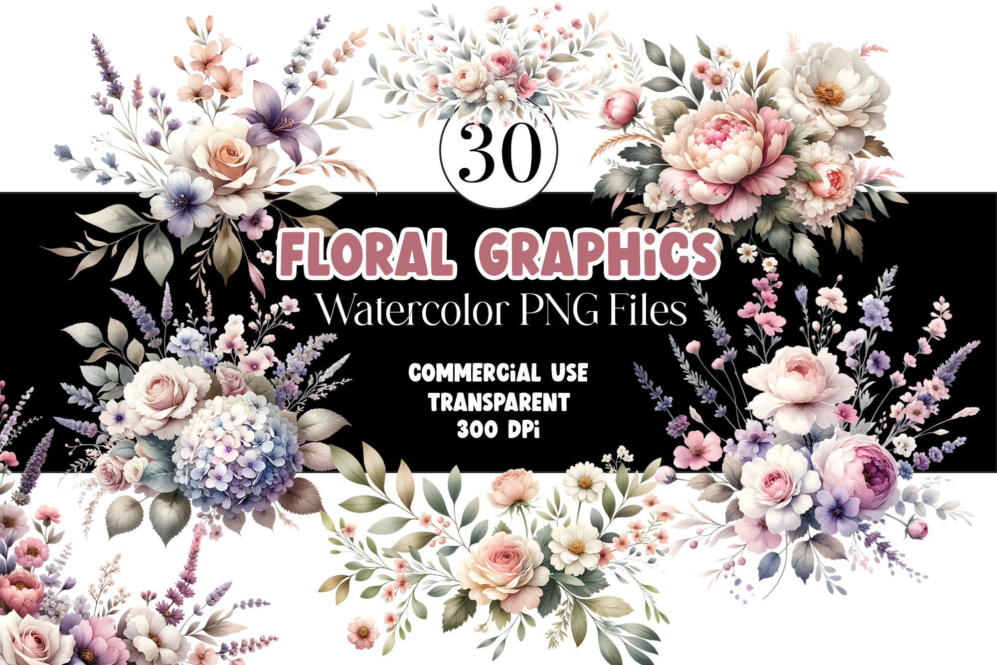 Watercolor Floral Clipart Wedding Clipart Watercolor Hydrangea Clipart Floral Graphics ...