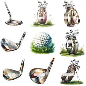 Watercolor Golf Clipart Golf Club PNG Golfer Graphics Golf Ball Clipart ...