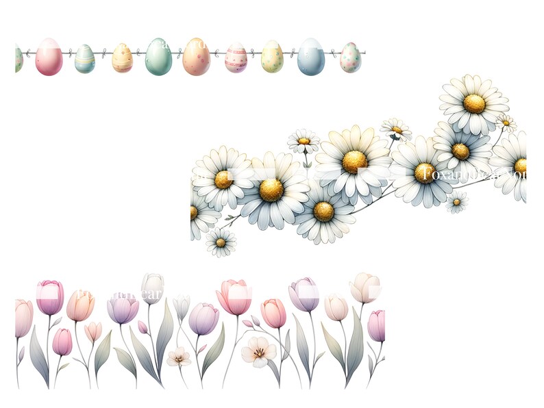Watercolor Easter Border Clipart PNG Happy Easter Clip Art Pastel ...