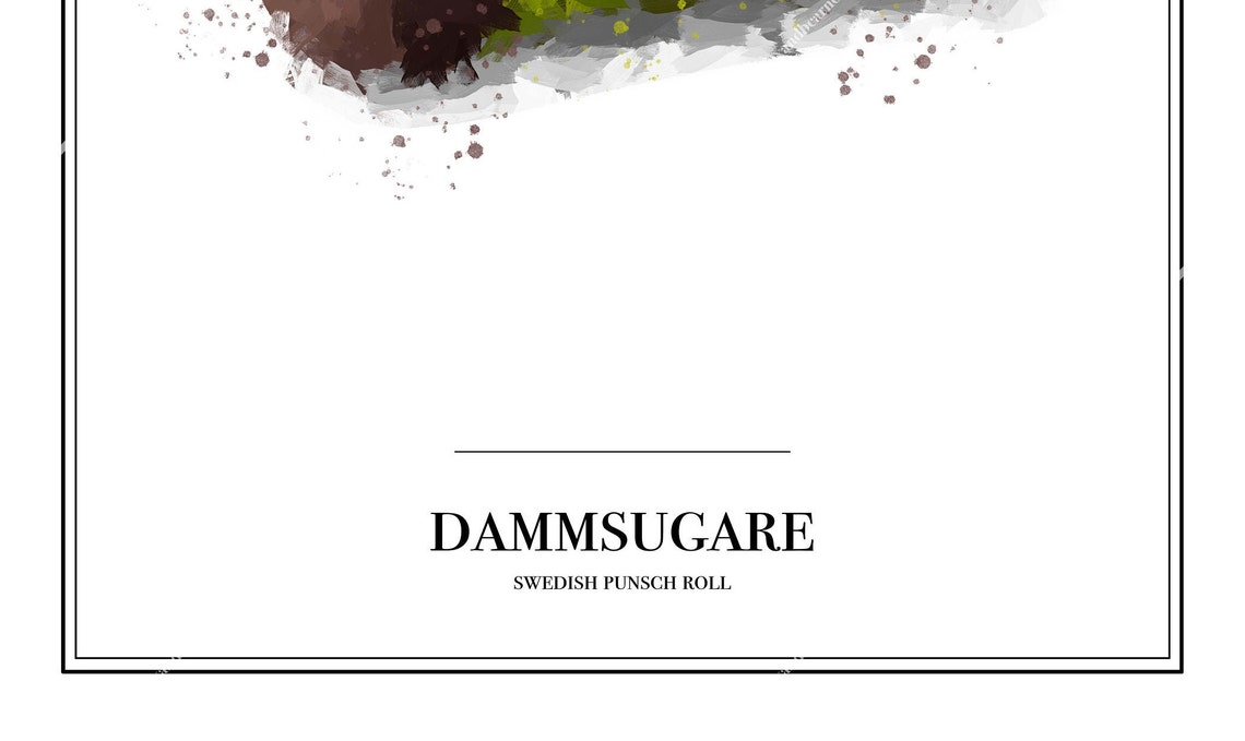 Swedish Fika Dammsugare Digital Print | Swedish Punsch Roll Pastry ...
