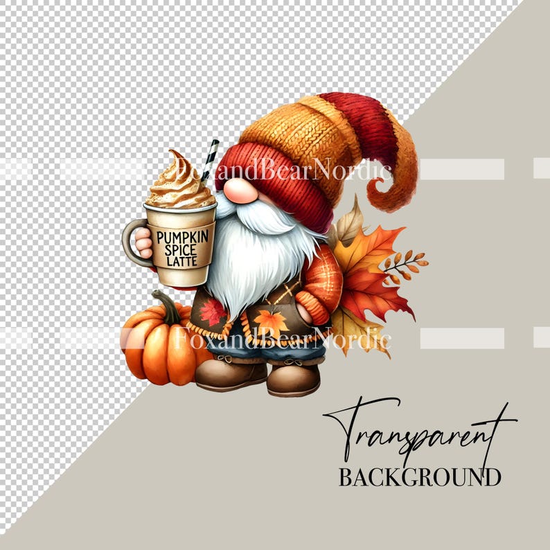 Watercolor Fall Gnome Clipart Autumn Gnome PNG Thanksgiving Gnome Clip ...
