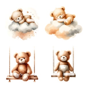 Watercolor Teddy Bear Clipart Cute Teddy Bear Clip Art Teddy Bear PNG ...