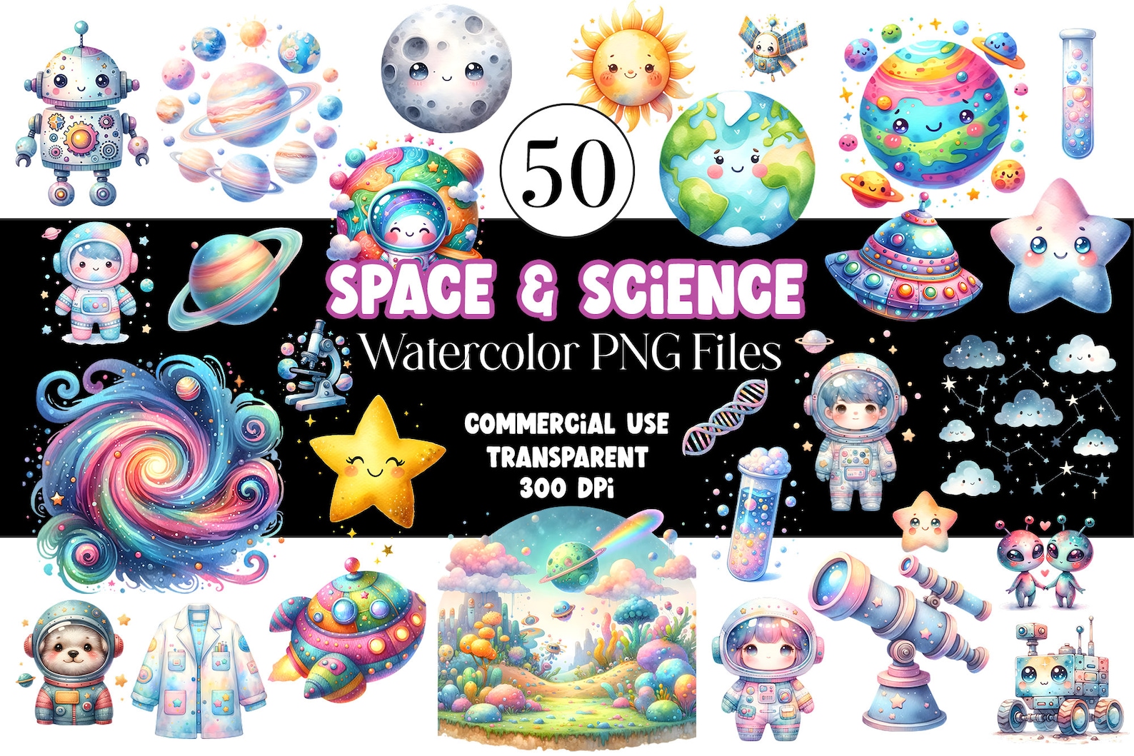 Outer Space PNG Galaxy Clipart Astronaut Clipart Space - Etsy